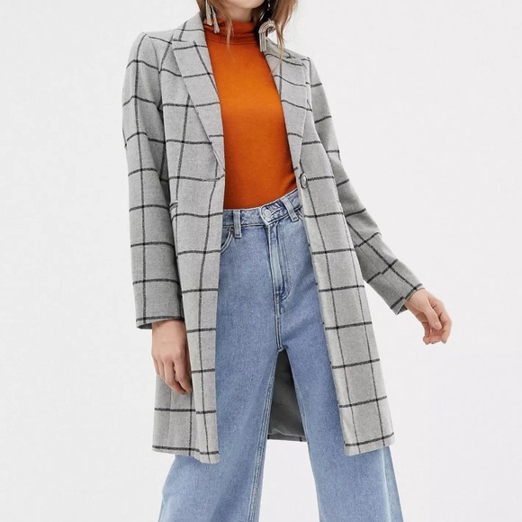 New Look | Jackets & Coats | New Look Grid Check Coat Size 6 | Poshmark